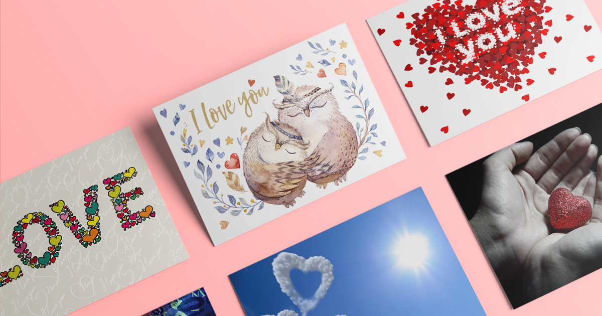 Postkarten mit einzigartigen Liebesbotschaften